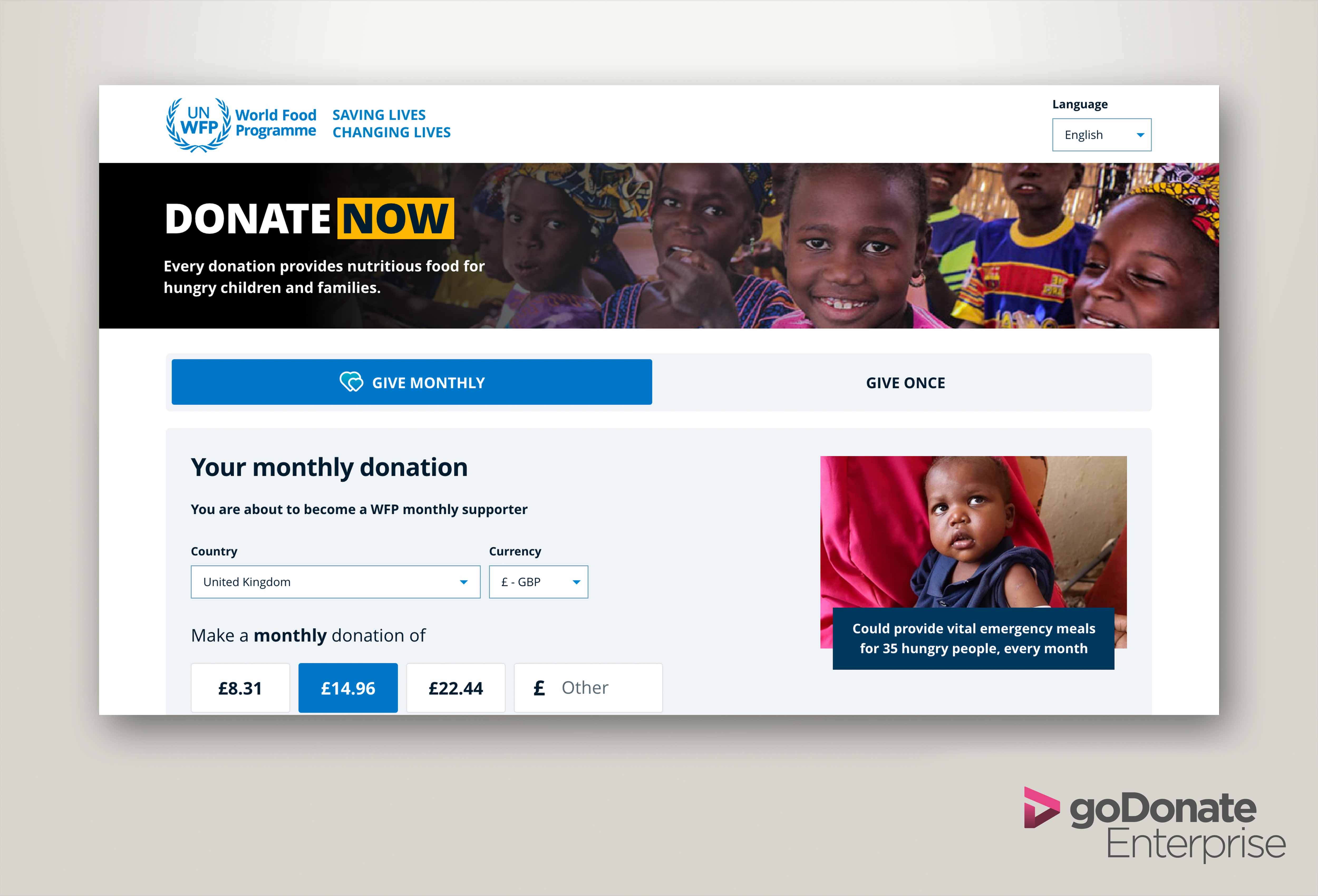 Worldwide Donation Handling for World Food Programme / goDonate